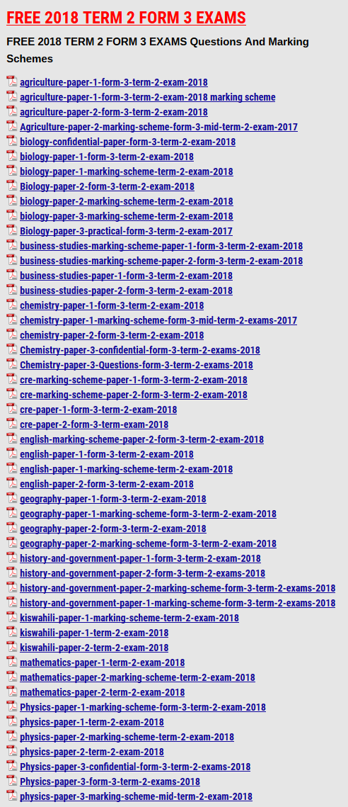FREE 2018 TERM 2 FORM 3 EXAMS – KCSE ONLINE
