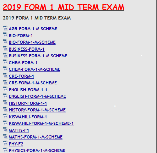 FREE 2019 FORM 1 MID TERM EXAM – KCSE ONLINE