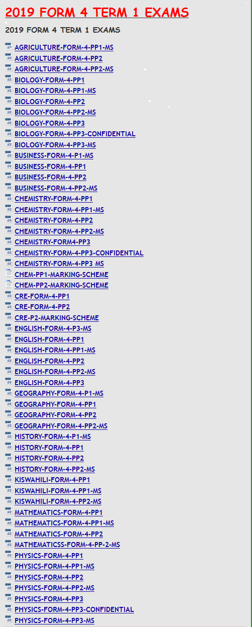 FREE 2019 FORM 4 TERM 1 EXAMS – KCSE ONLINE