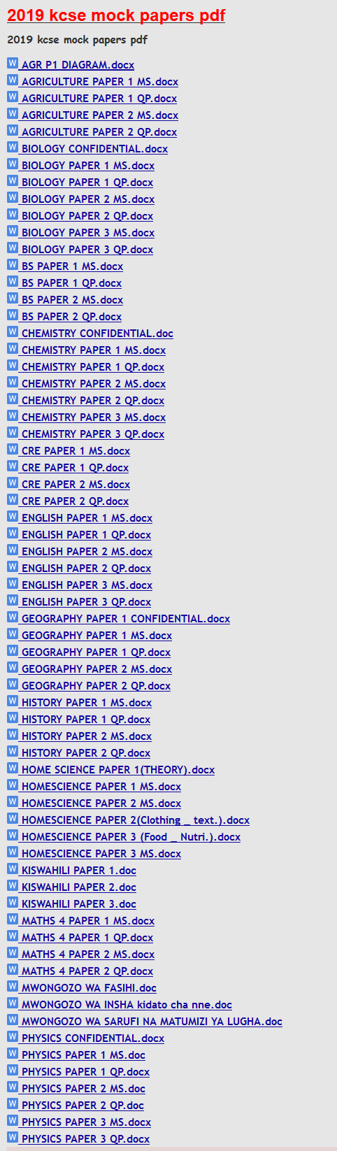 2019 kcse mock papers pdf – KCSE ONLINE