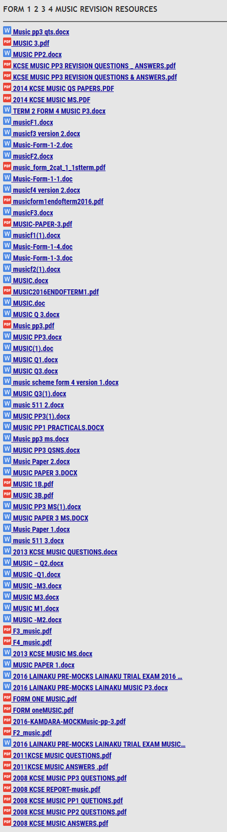 MUSIC PAST PAPERS – KCSE ONLINE