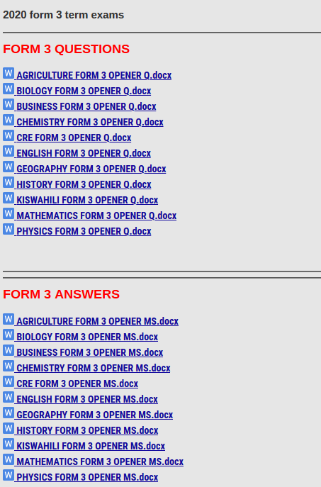 form 3 exams term 1 – KCSE ONLINE