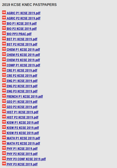 2019 KCSE KNEC PAST PAPERS | KCSE ONLINE