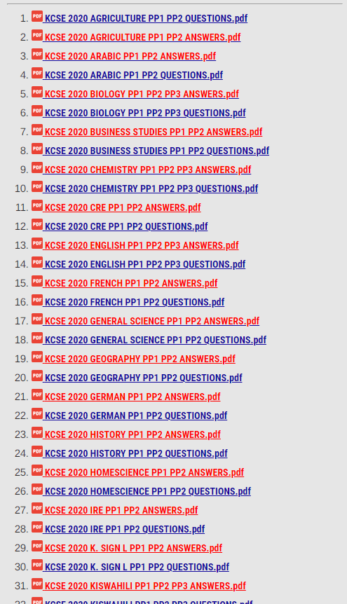 KCSE KNEC PAST PAPERS 2020 – KCSE ONLINE