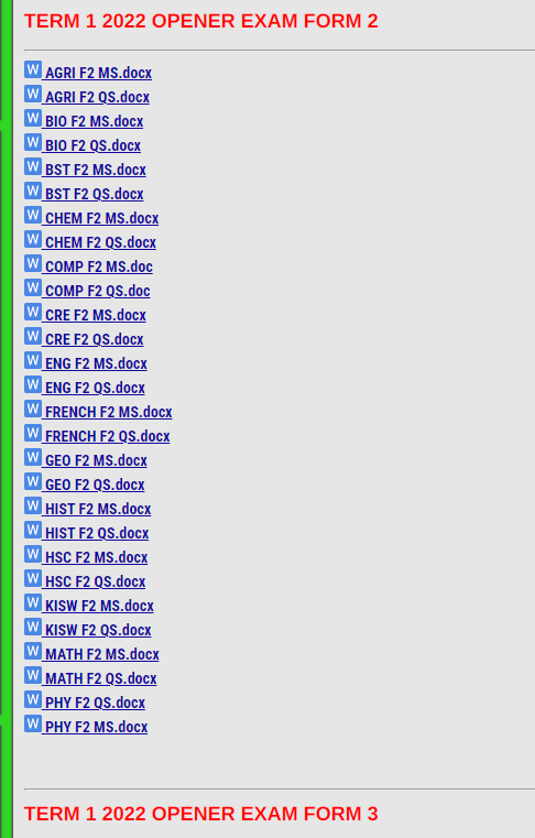 FORM 2 3 4 TERM 1 OPENER EXAM 2022 – KCSE ONLINE