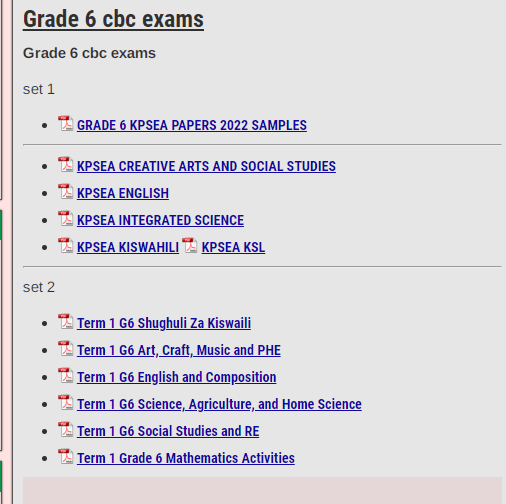 2022 Grade 6 exams revision exams – KCSE ONLINE