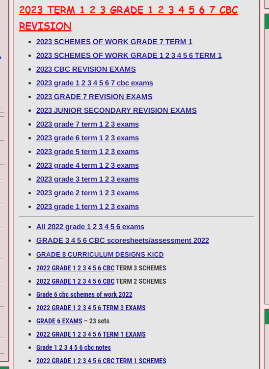cbc grade 1 term 1 2 3 revision exams 2023 – KCSE ONLINE