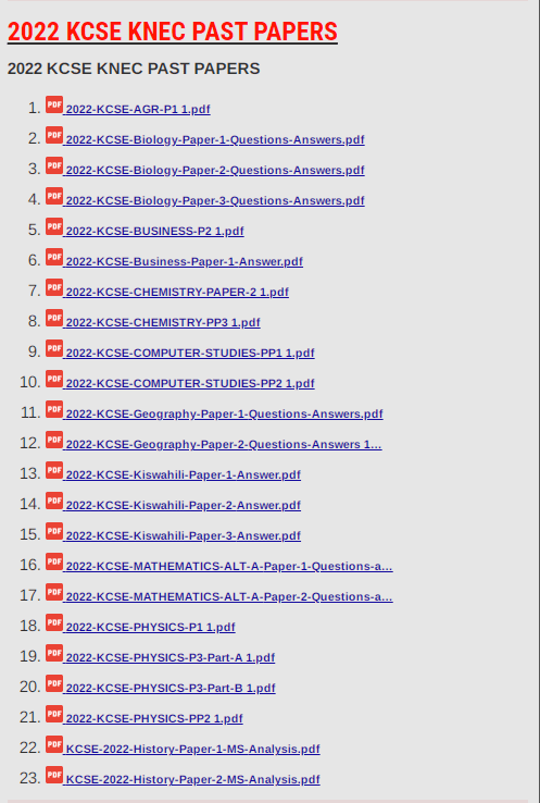 2022 KNEC QUESTIONS AND ANSWERS AND REPORTS – KCSE ONLINE