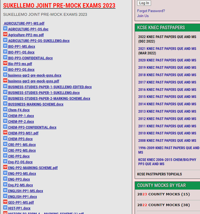 mumias west pre mock kcse exams 2023 – KCSE ONLINE
