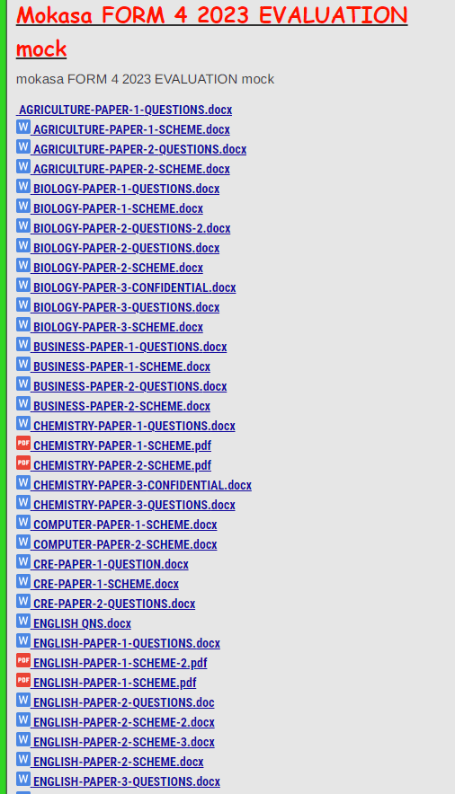 mokasa FORM 4 2023 EVALUATION mock – KCSE ONLINE