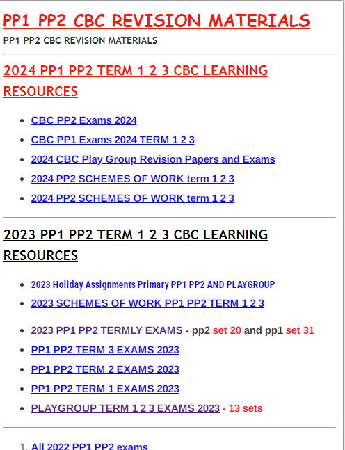 CBC Play Group Exams 2024 – KCSE ONLINE