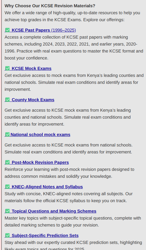 KCSE Mock Past Papers with Answers PDF – KCSE ONLINE